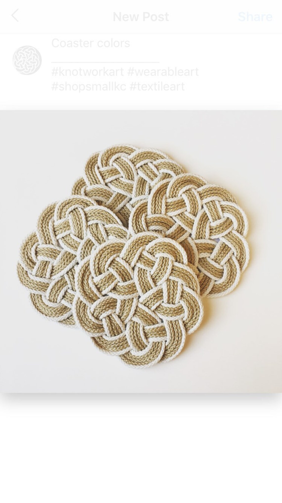 Nautical Rope Coasters Brown and White Celtic Knot Cotton | Etsy