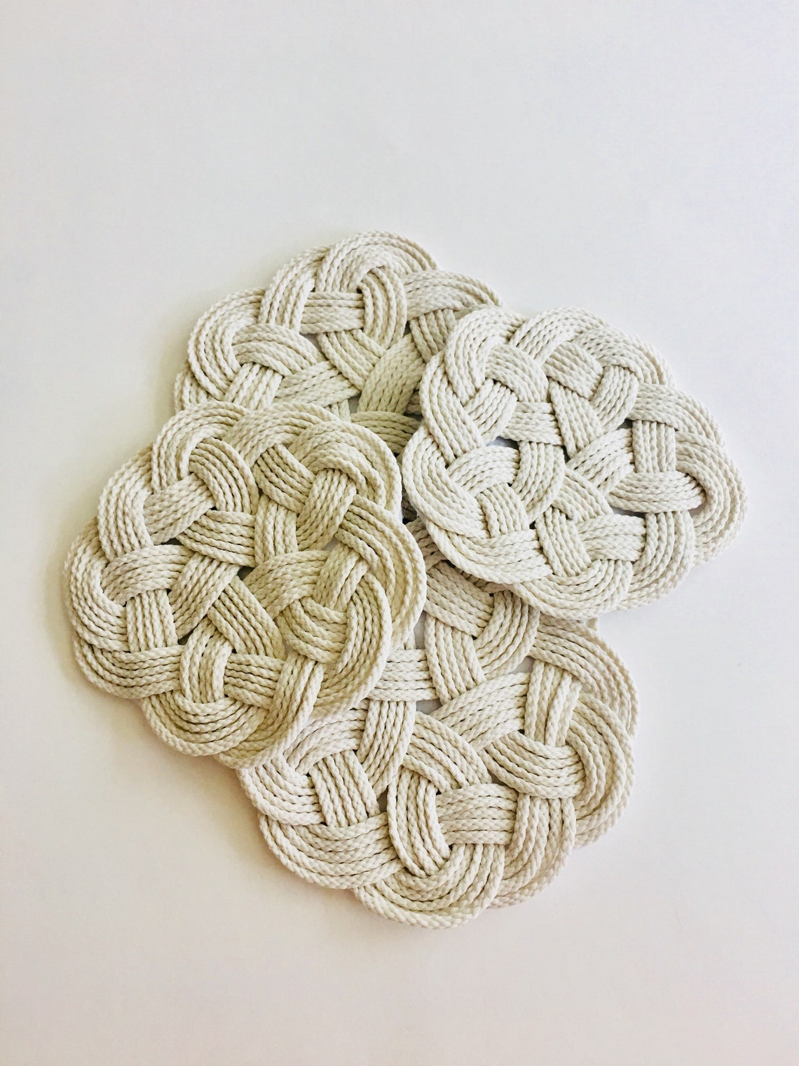 Knotwork Rope Coasters Rope Coasters Nautical Coasters | Etsy