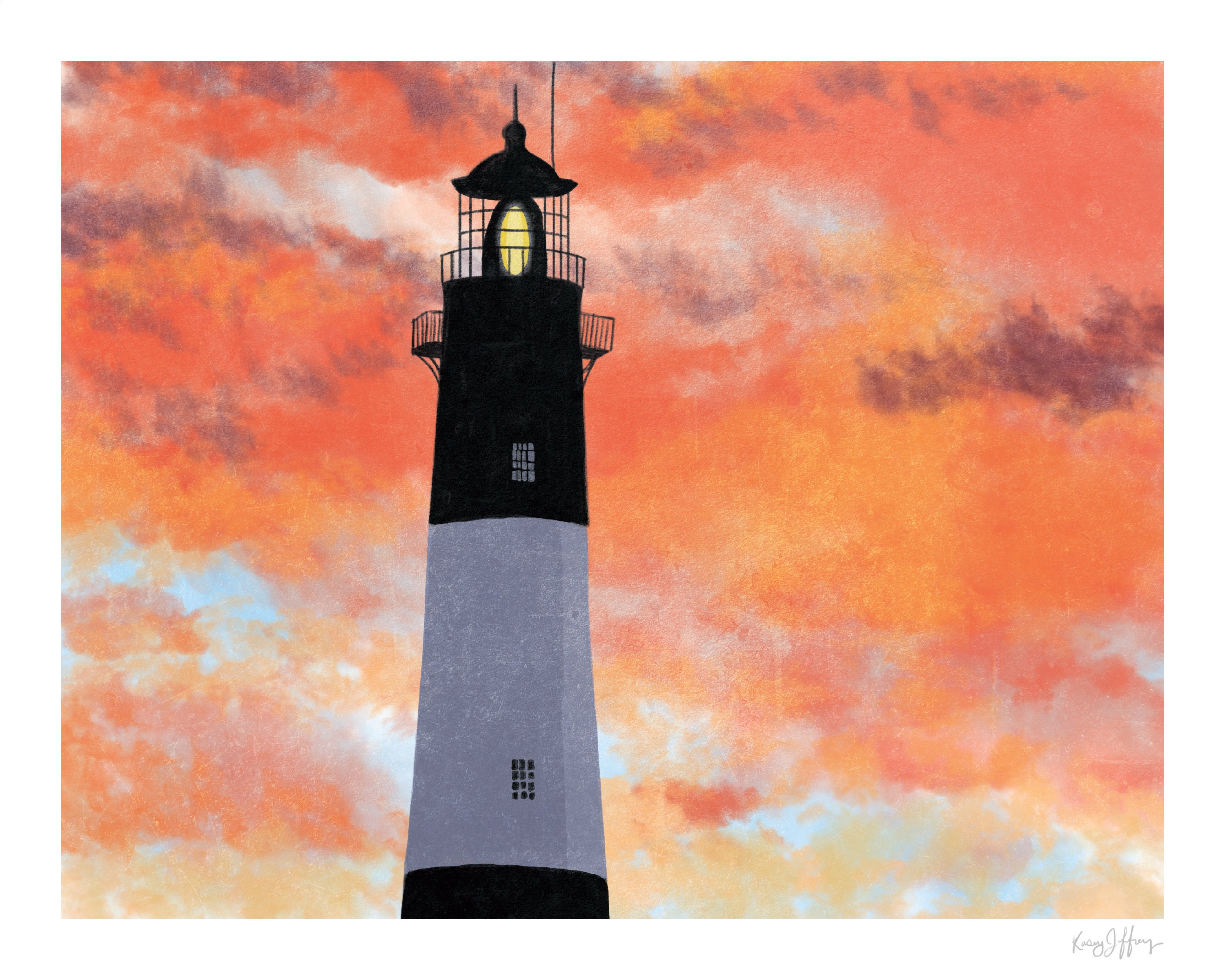 Lighthouse at Sunset Print - Etsy