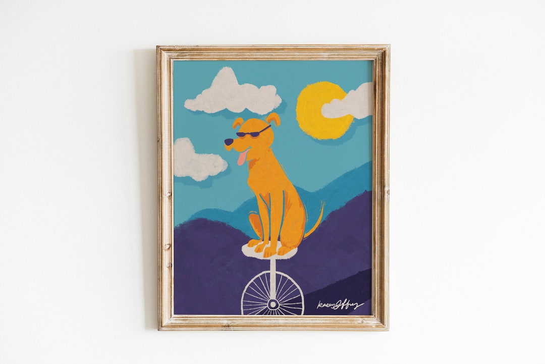 Dog on Unicycle Print - Etsy