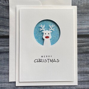 Reindeer Card, Christmas Card, Holiday Card, Note Card, Merry Christmas ...