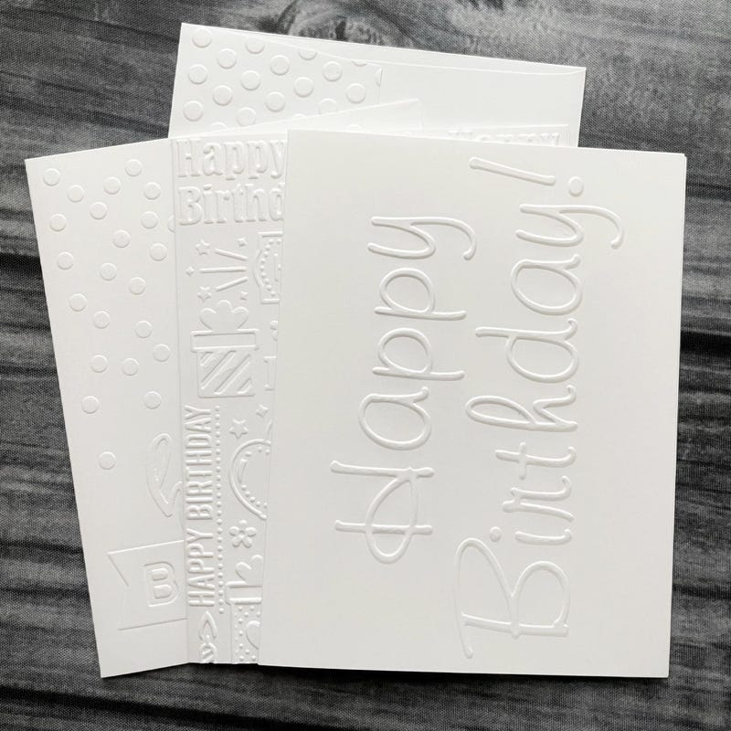 White Embossed Cards - Etsy