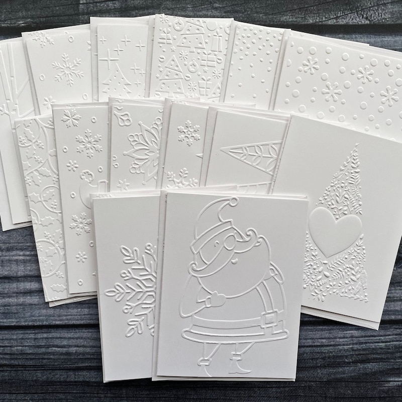White Embossed Cards - Etsy