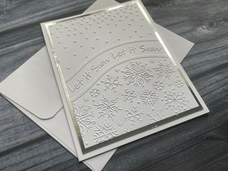 Let It Snow Cards, Set of 4, Christmas Cards, White Embossed Card ...