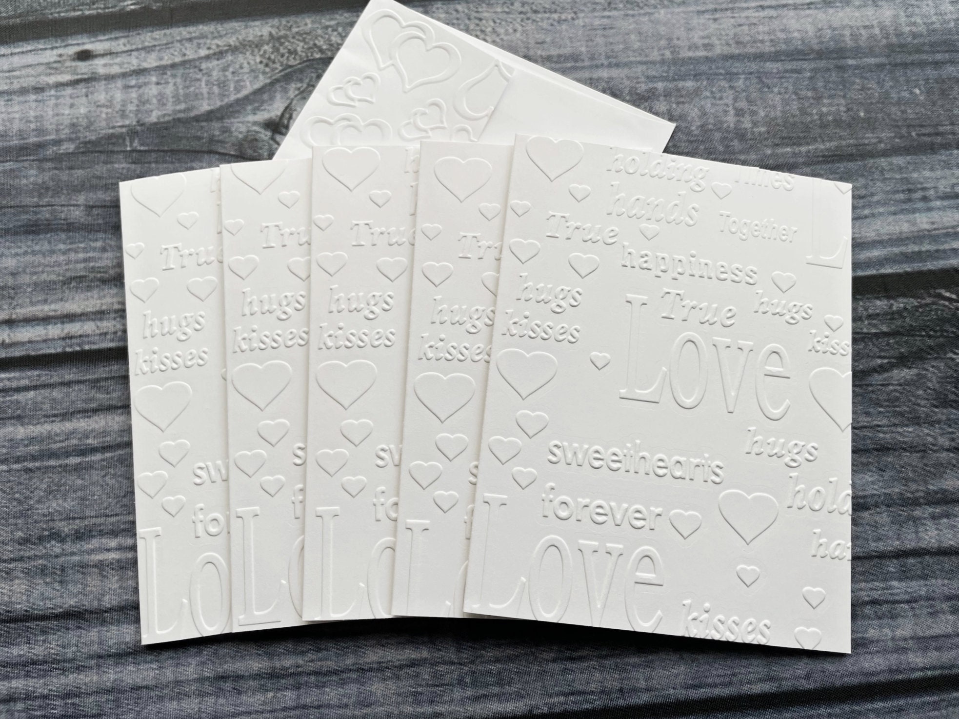 Love Cards, Valentine's Day Cards, White Embossed Cards, Blank Note ...