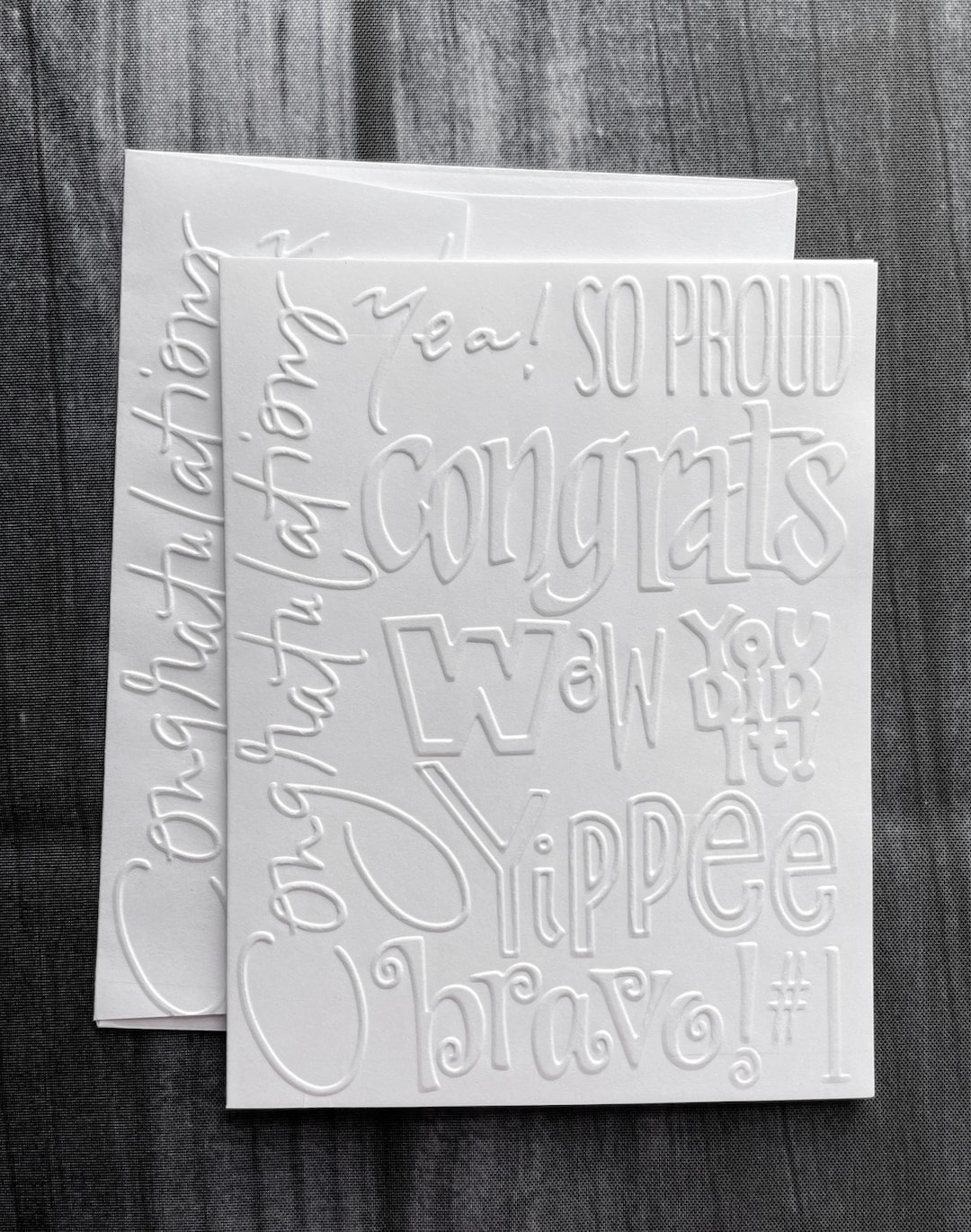 Congratulations Cards, White Embossed Cards, Blank Note Cards, Greeting ...