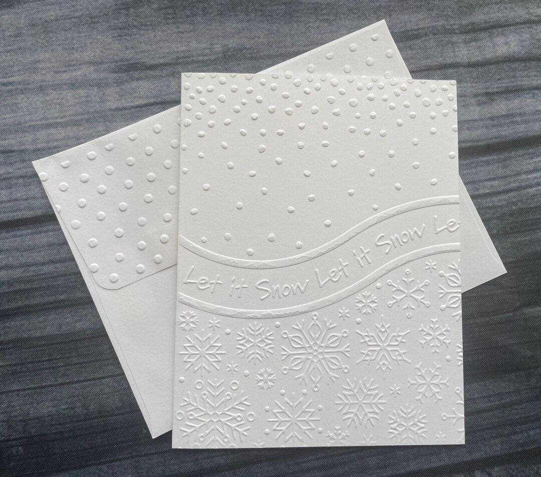 Let It Snow Cards, Christmas Cards, Embossed Note Cards, Winter ...