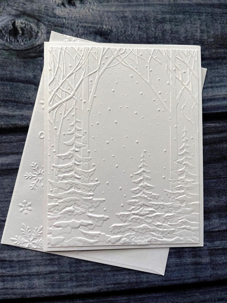 3D Snowy Forest, Layered, 5 Set, Christmas Cards, Embossed Note Cards ...