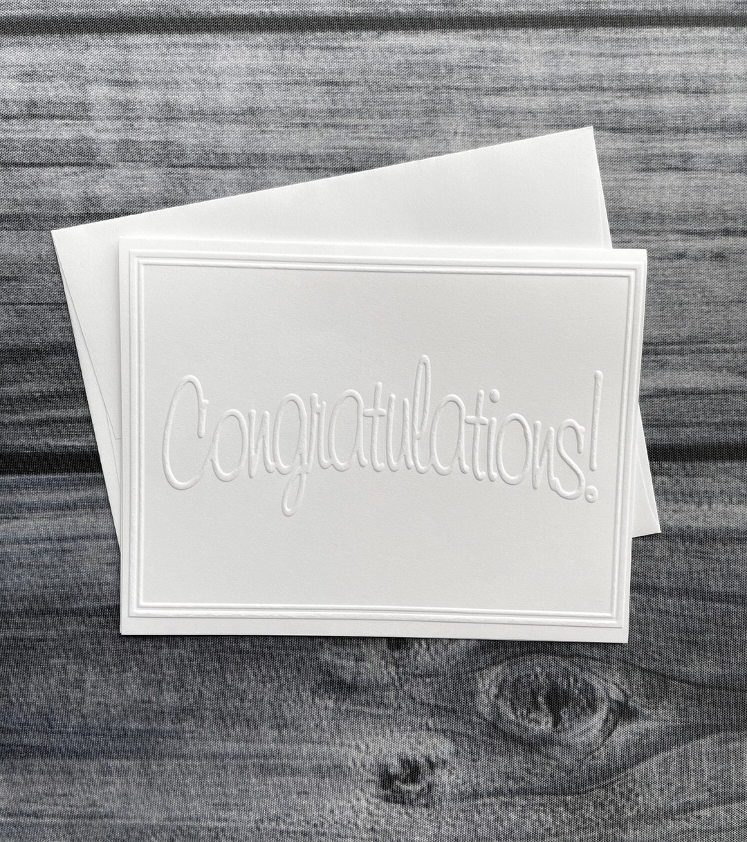 Congratulations Cards, White Embossed Congratulations Cards, Blank ...