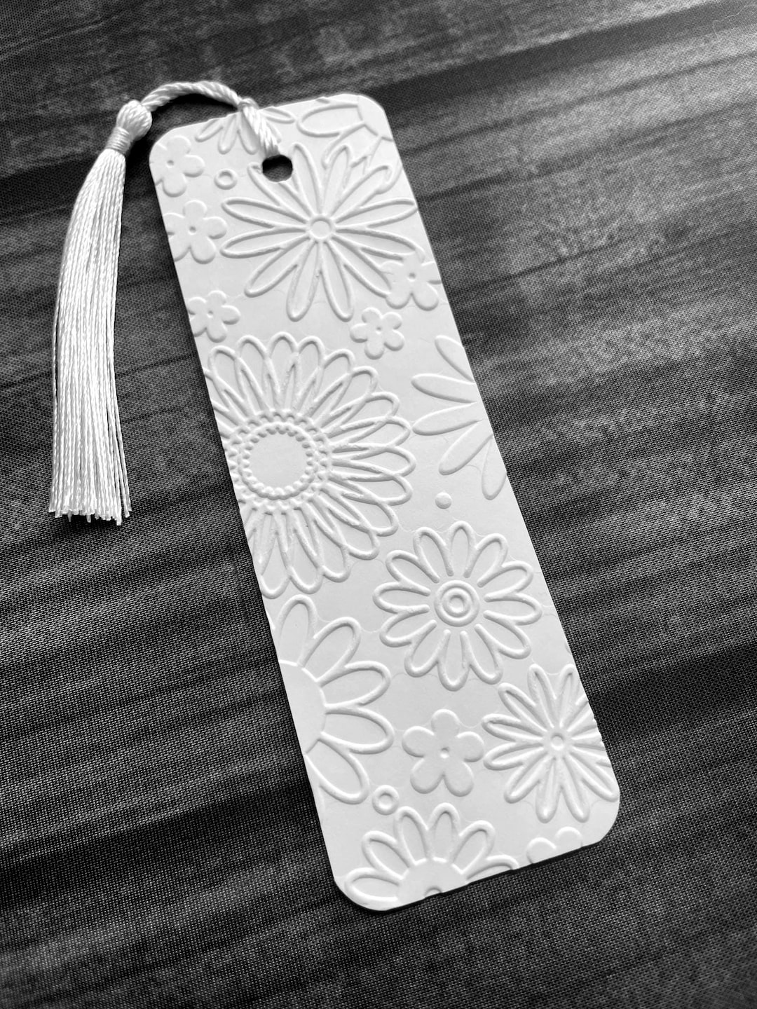 Flower Embossed Bookmark, Handmade Paper Bookmark With Tassel - Etsy