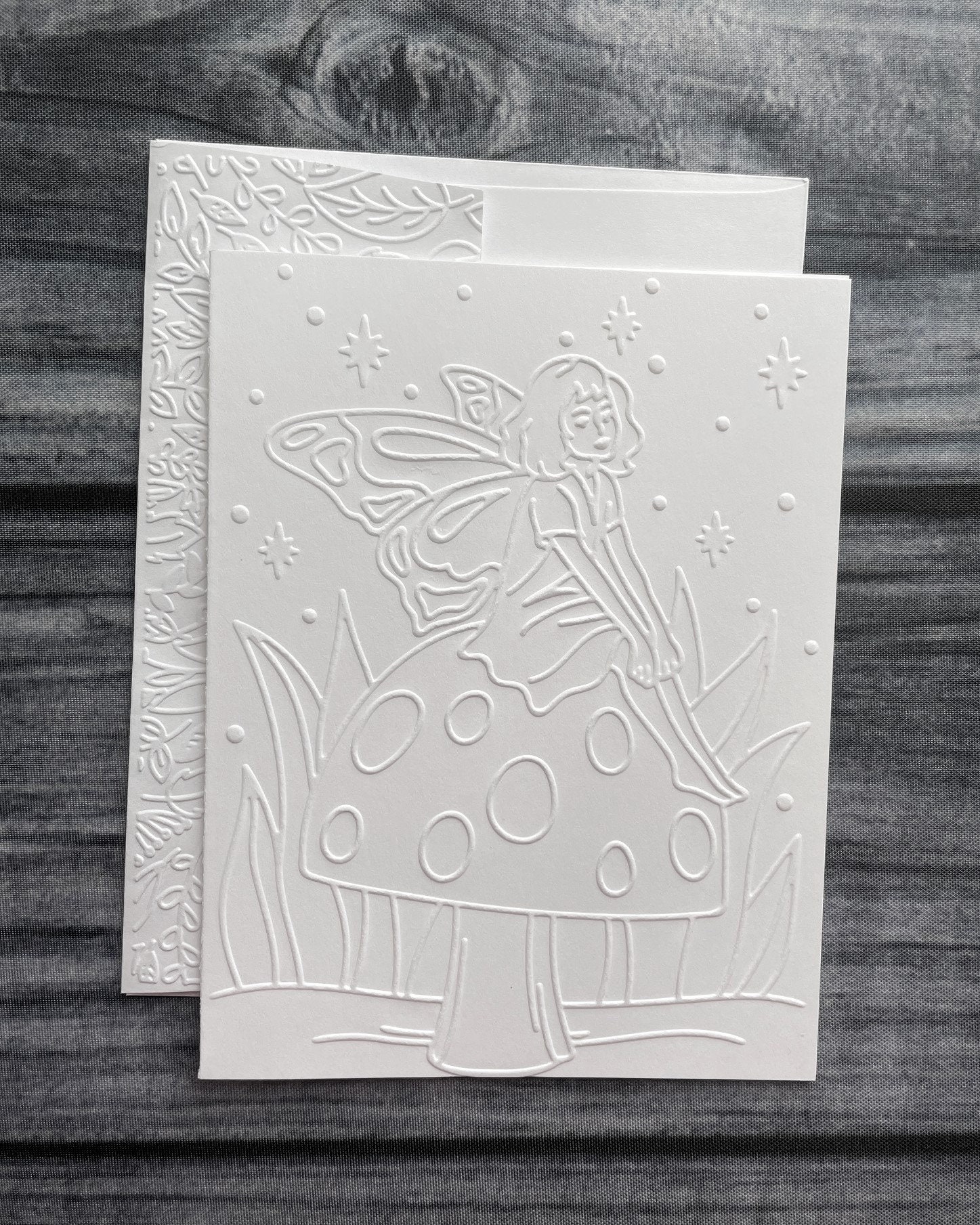 Fairy Themed Cards, Set of 6, White Embossed Cards, Blank Fairy Note ...