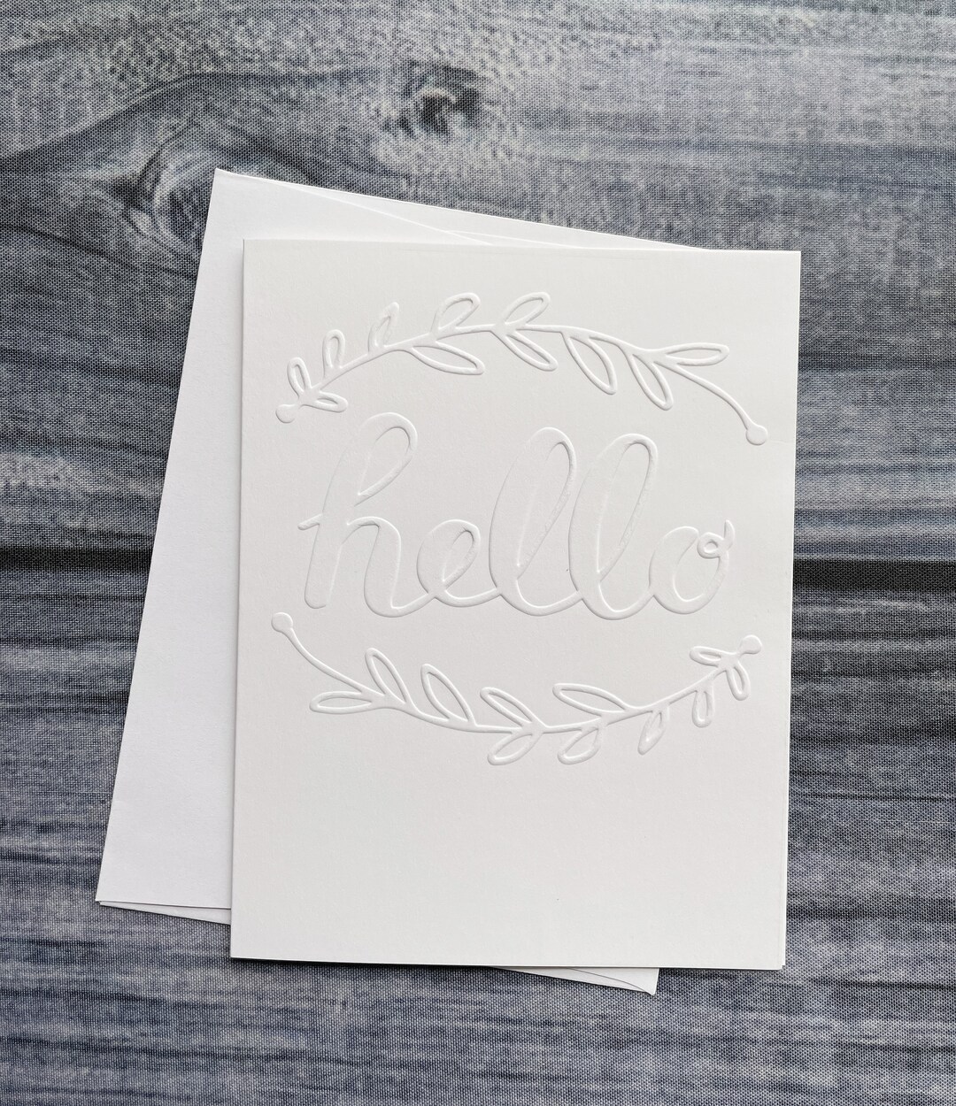 Hello Cards, White Embossed Hello Cards, Blank Note Card, Greeting Card ...