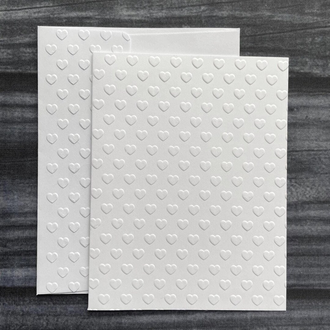 Mini Heart Cards, Embossed Note Cards, White Embossed Heart Cards, Love ...