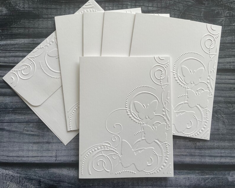 Butterfly Cards, 5 Set, Corner Butterfly Swirl, Blank Note Cards ...