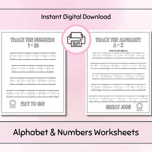 Alphabet & Numbers Tracing Worksheets | Printable Tracing Pages ...