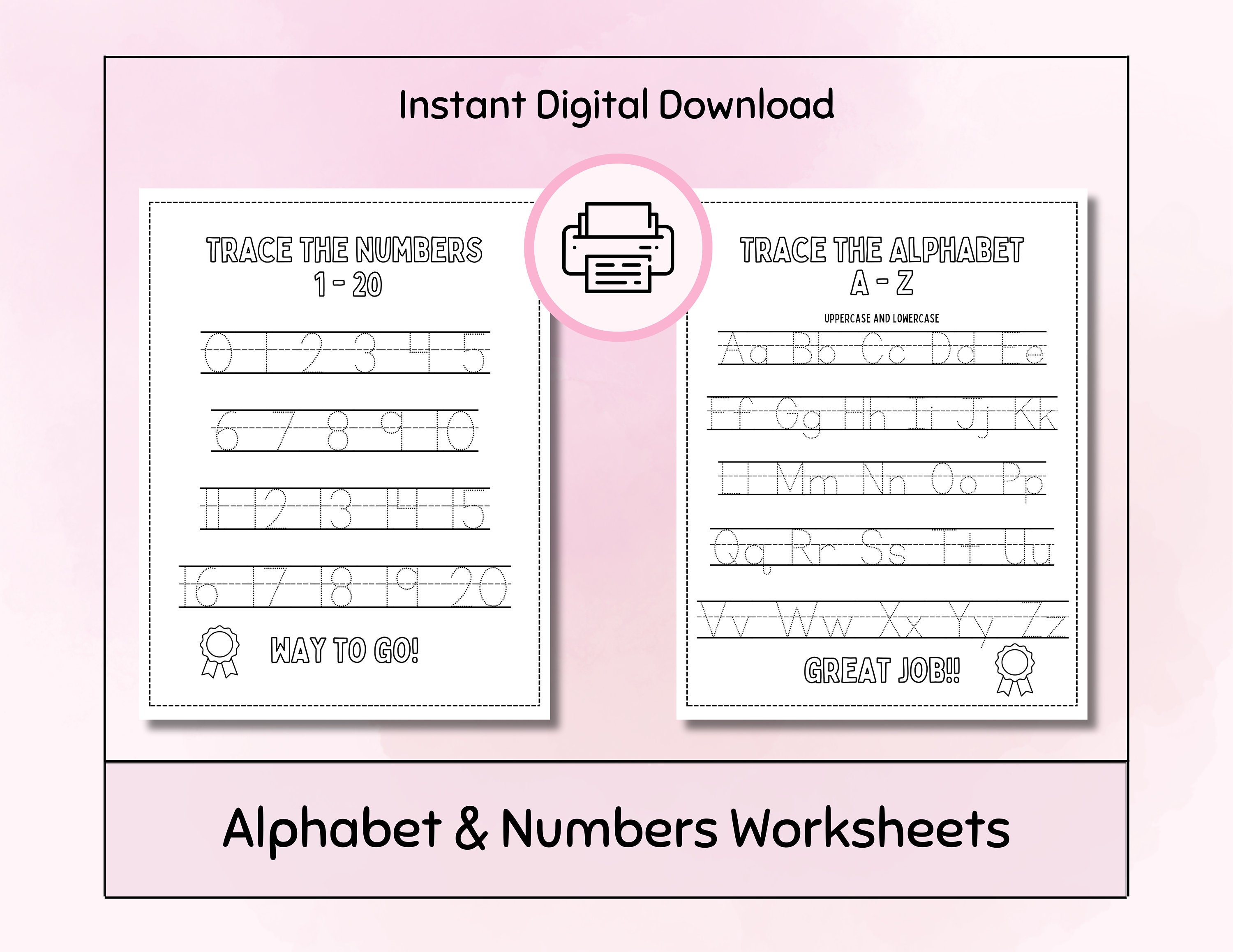 Alphabet & Numbers Tracing Worksheets | Printable Tracing Pages ...