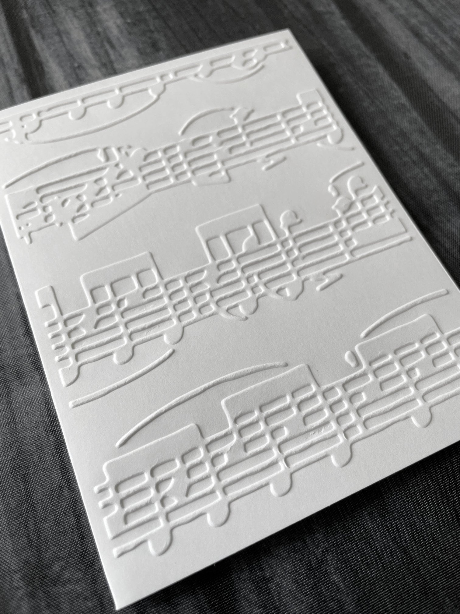 Musical Note Cards, White Embossed Card, Embossed Note Card, Stationery ...