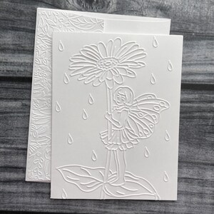 Fairy Themed Cards, Set of 6, White Embossed Cards, Blank Fairy Note ...