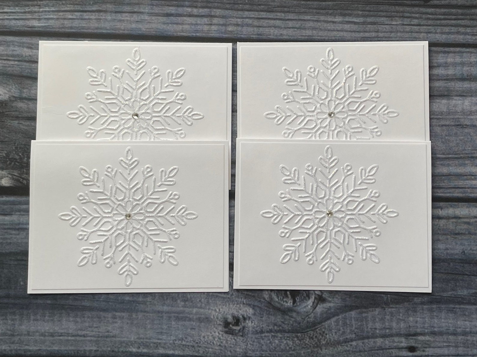 Beautiful Snowflake Cards, Set of 4, White Embossed Christmas Cards ...