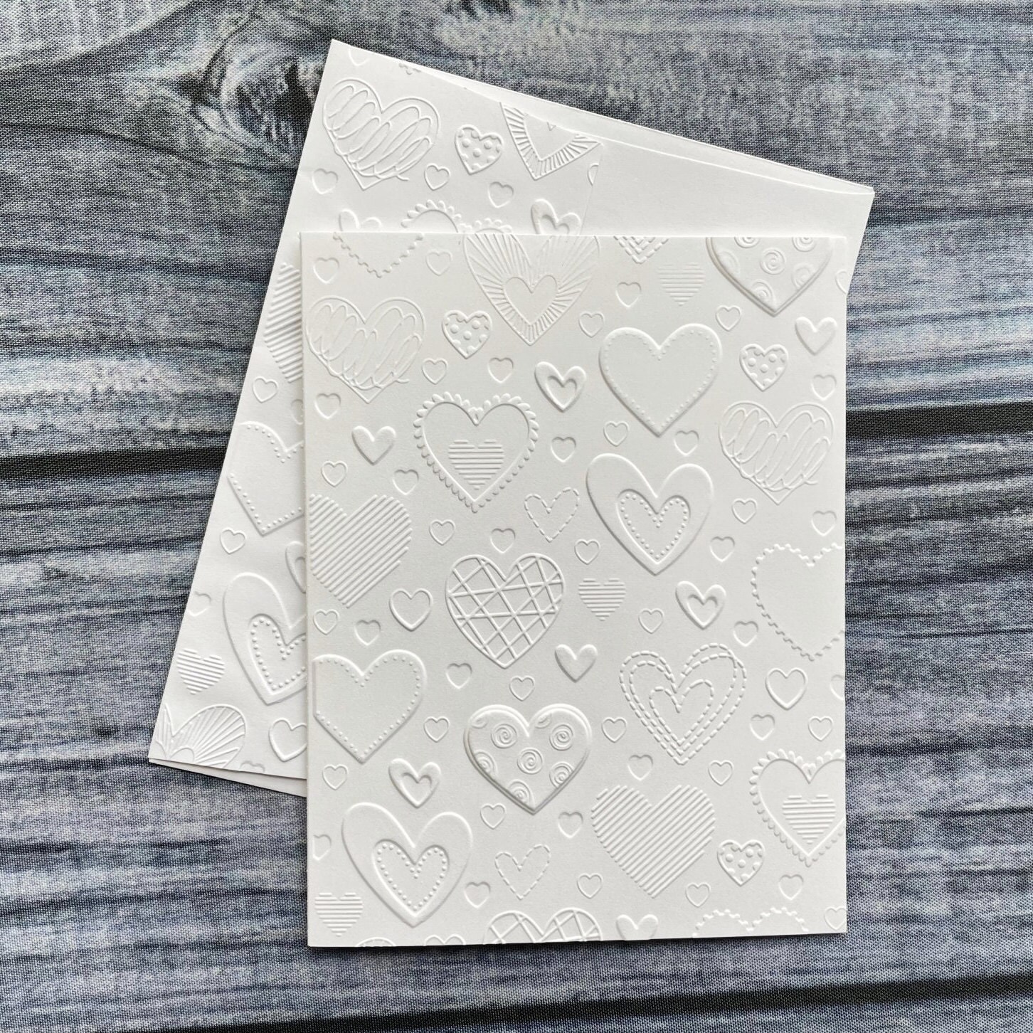3D Heart Cards, Valentine's Day Cards, White Embossed Hearts, Blank ...