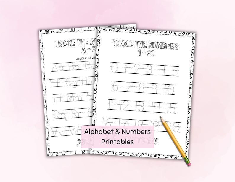 Alphabet & Numbers Tracing Worksheets Printable Tracing Pages Letter ...