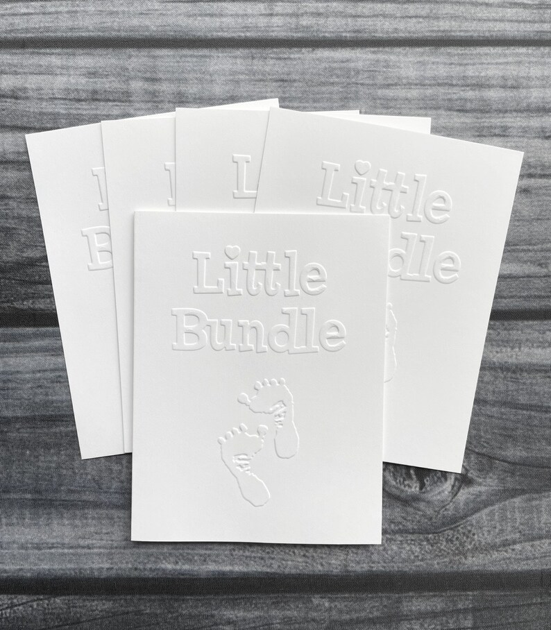 Baby Footprint Cards, Embossed Baby Feet Cards, Little Bundle Cards ...