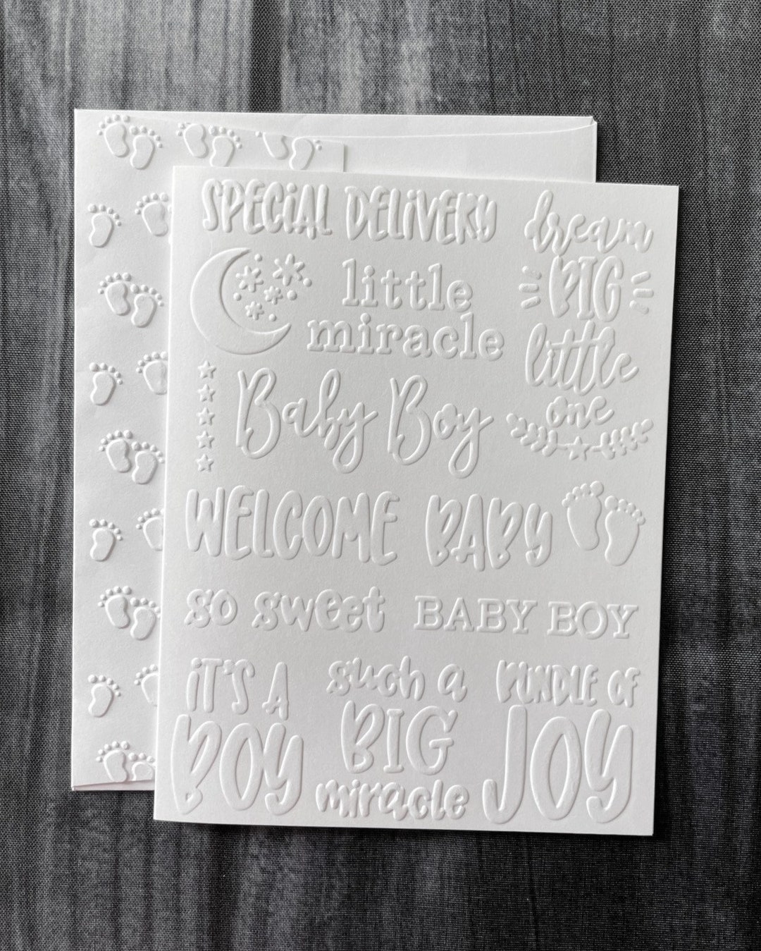 Baby Boy Cards, Embossed Baby Note Cards, Blank Baby Boy Cards, Shower ...