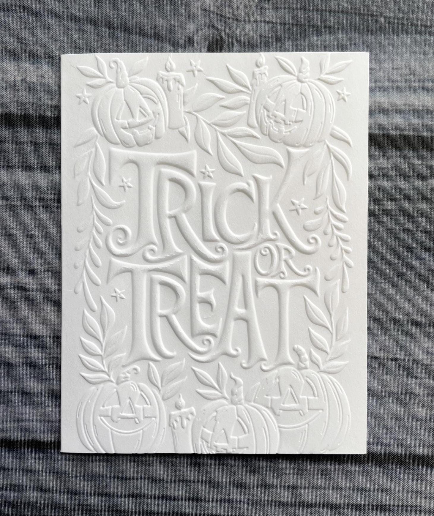 3D Trick or Treat Cards, Halloween Cards, Blank Note Cards, Embossed ...