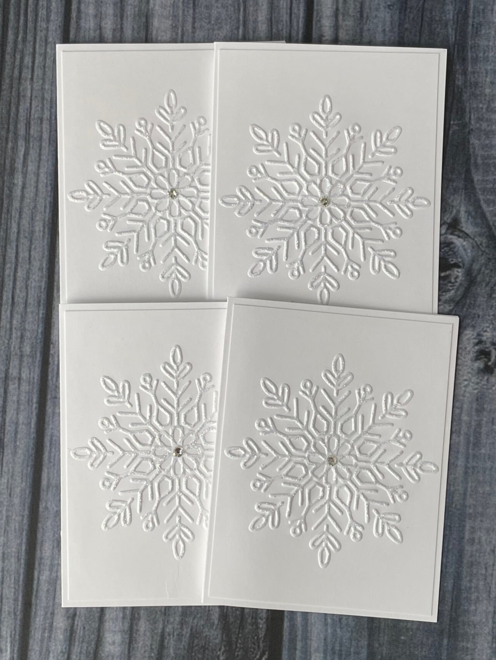 Beautiful Snowflake Cards, Set of 4, White Embossed Christmas Cards ...