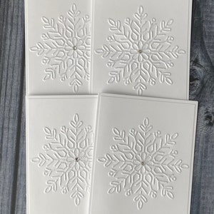 Beautiful Snowflake Cards, Set of 4, White Embossed Christmas Cards ...