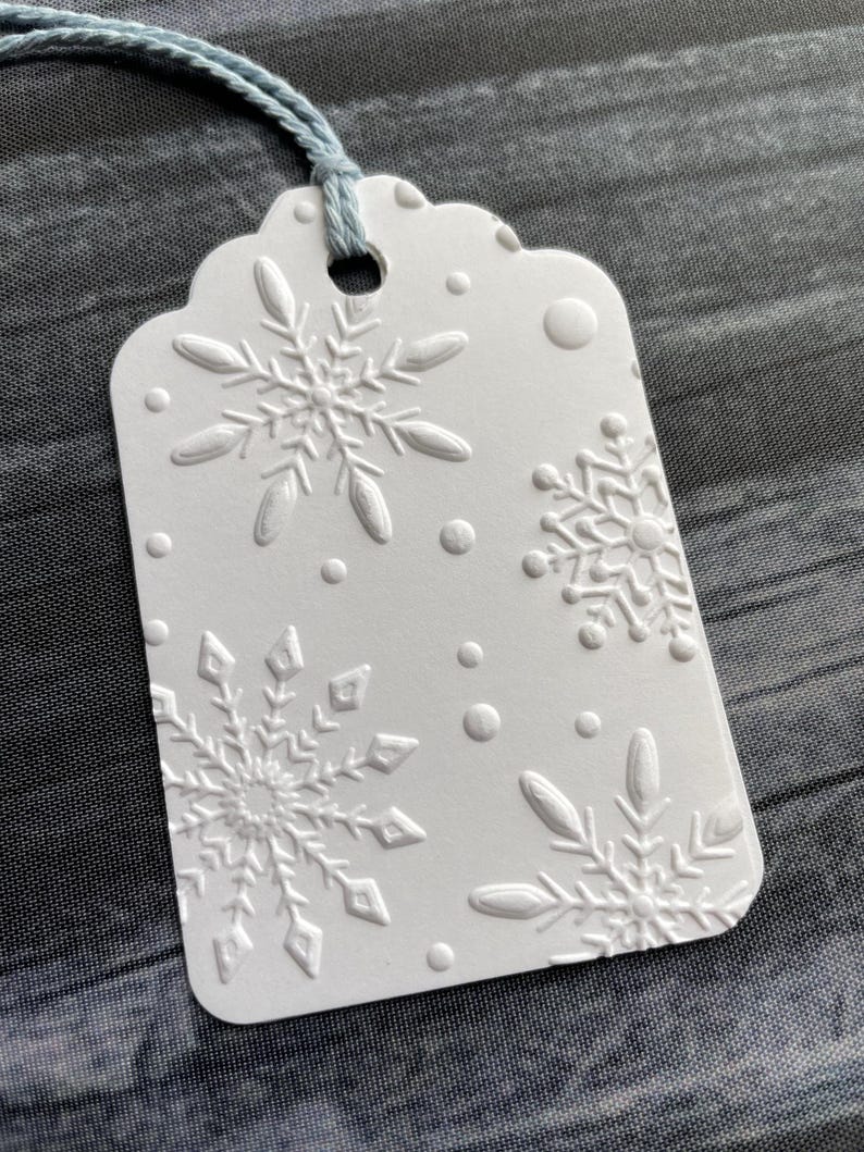 Snowflake Gift Tags, White Embossed Tag, Holiday Tags, Winter, Handmade ...
