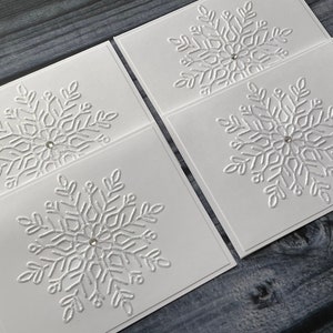 Beautiful Snowflake Cards, Set of 4, White Embossed Christmas Cards ...