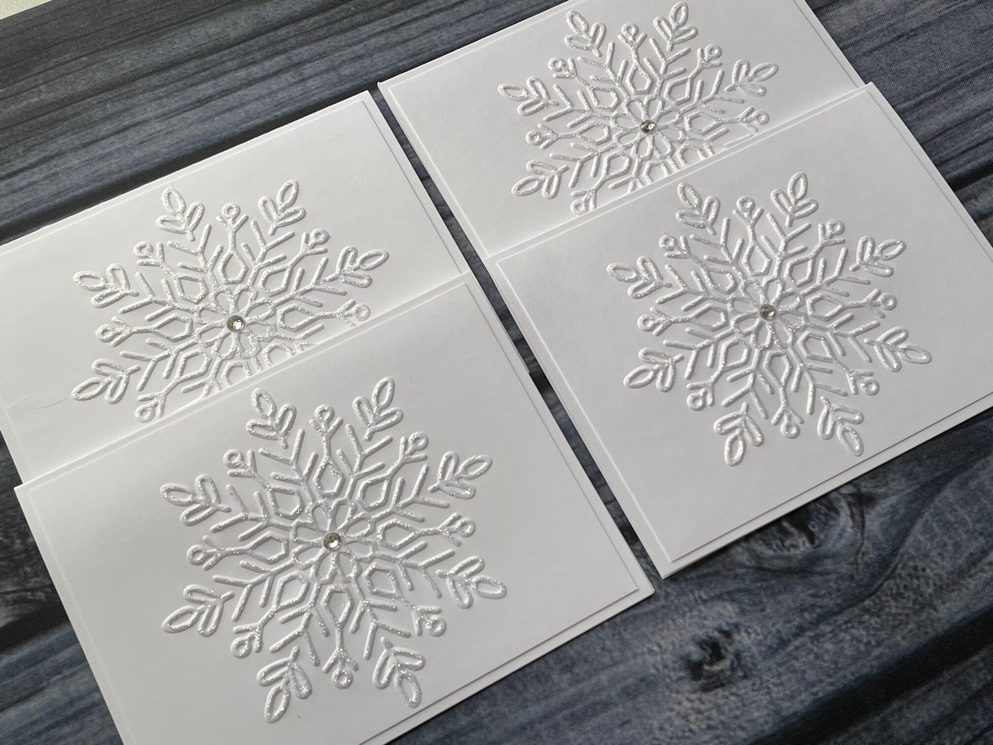 Beautiful Snowflake Cards, Set of 4, White Embossed Christmas Cards ...