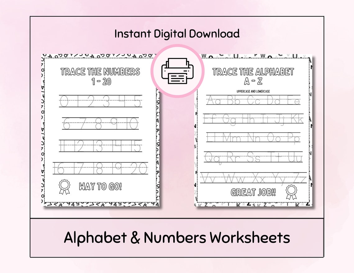 Alphabet & Numbers Tracing Worksheets | Printable Tracing Pages ...