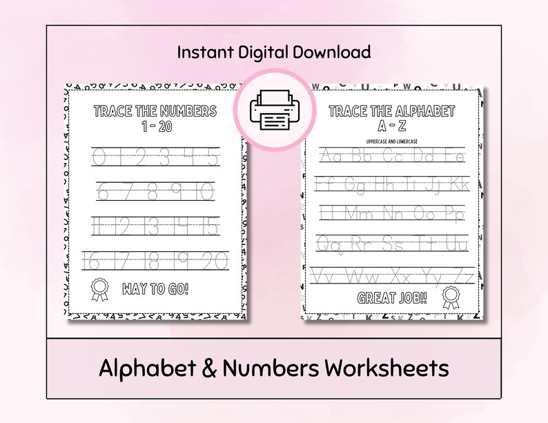 Alphabet & Numbers Tracing Worksheets Printable Tracing Pages Letter ...