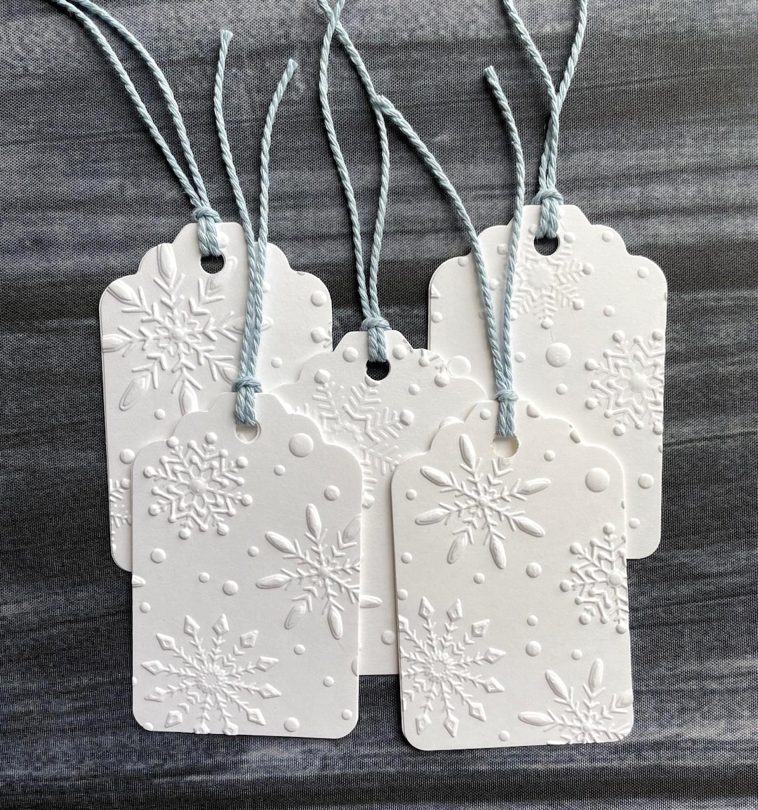 Snowflake Gift Tags, White Embossed Tag, Holiday Tags, Winter, Handmade ...