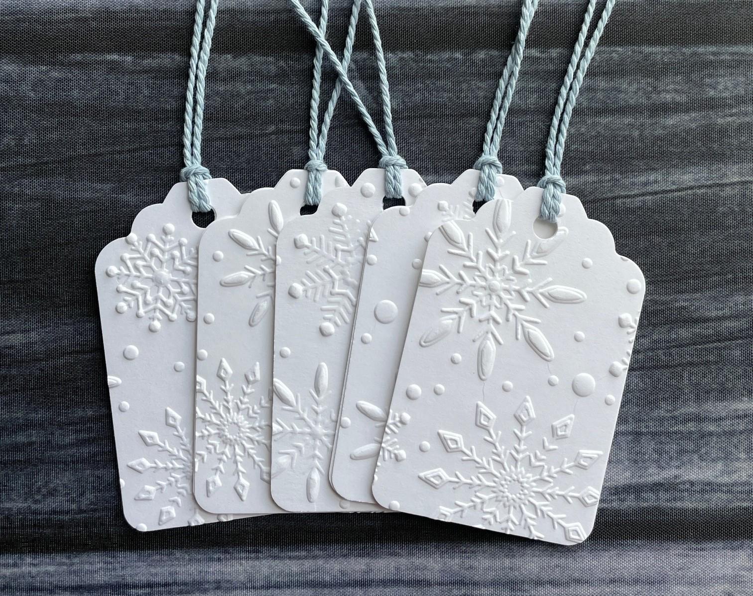 Snowflake Gift Tags, White Embossed Tag, Holiday Tags, Winter, Handmade ...