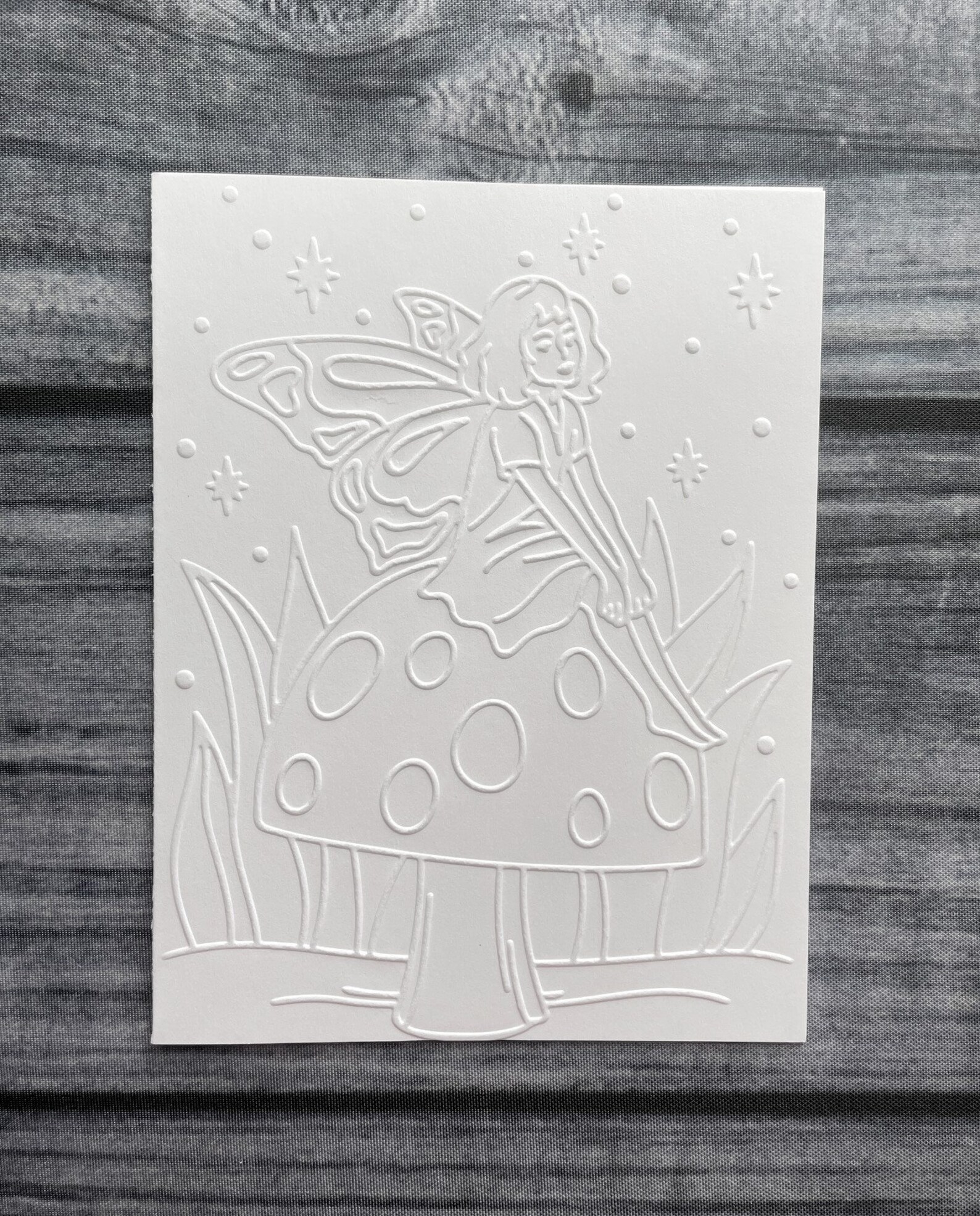 Fairy Themed Cards, Set of 6, White Embossed Cards, Blank Fairy Note ...