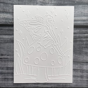 Fairy Themed Cards, Set of 6, White Embossed Cards, Blank Fairy Note ...
