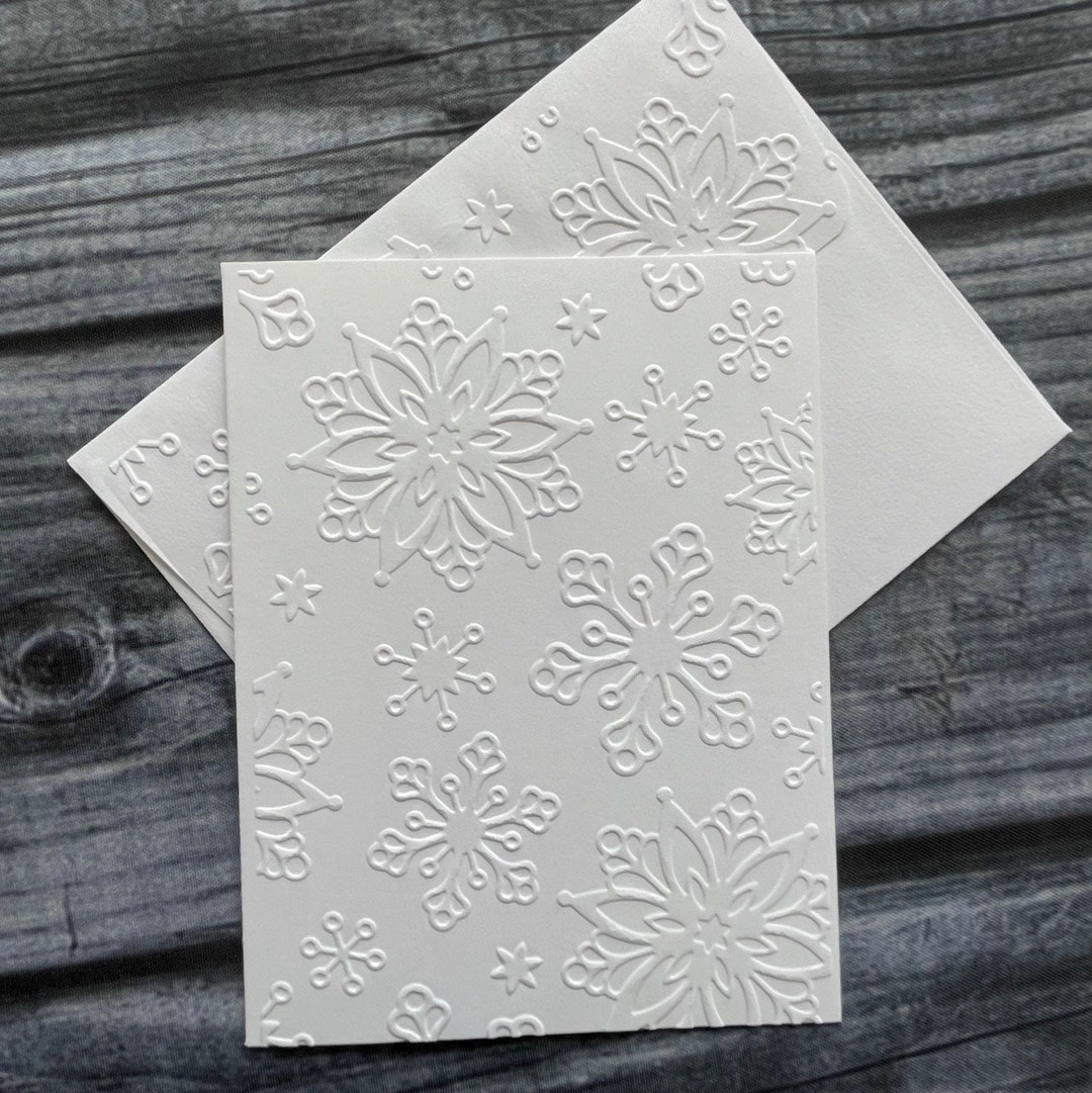 Snowflake Cards, Large Snowflakes, Christmas Cards, Embossed Note Cards ...