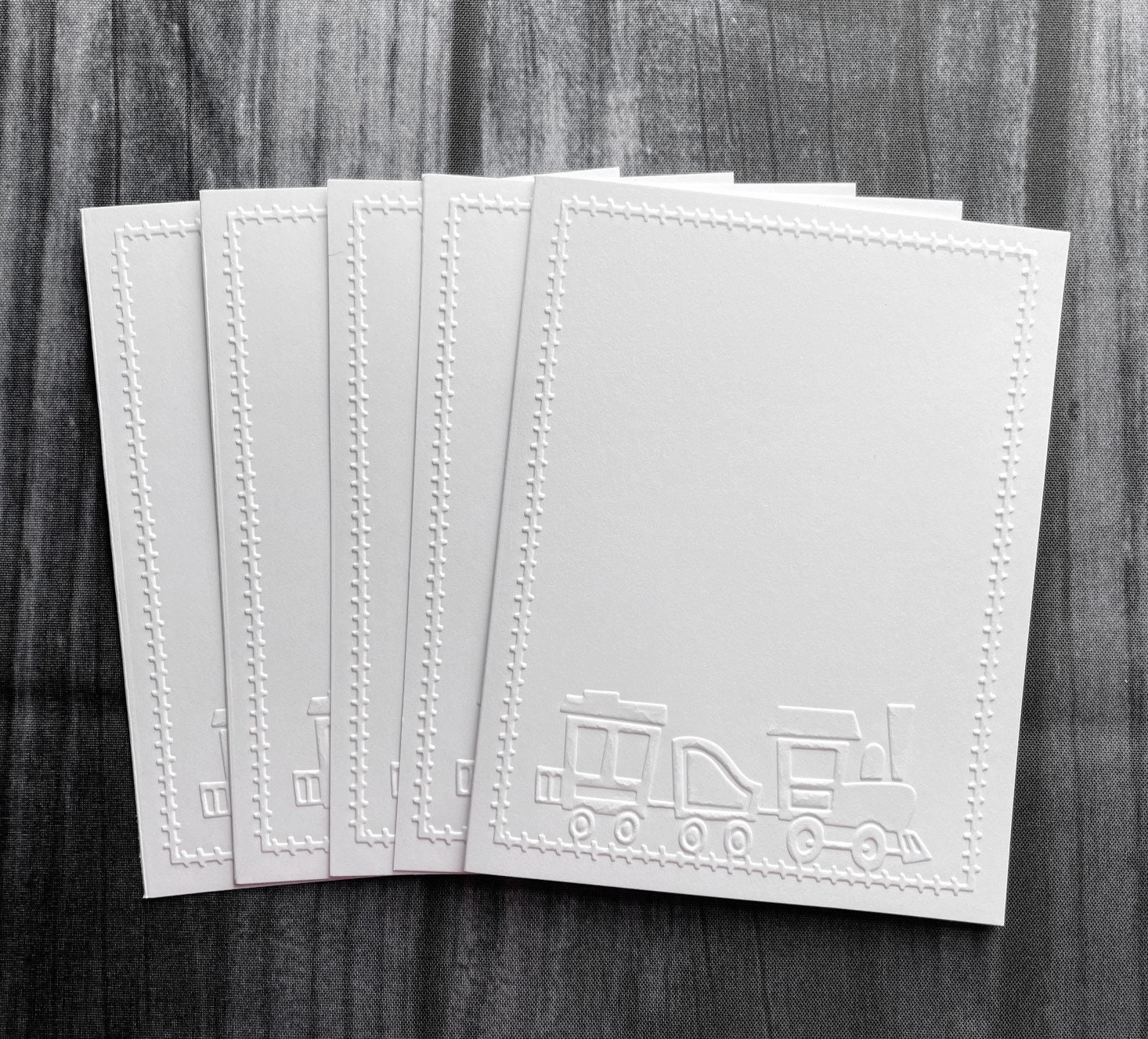 Train Frame Cards, White Embossed Note Card Set, Blank Train Card Set ...