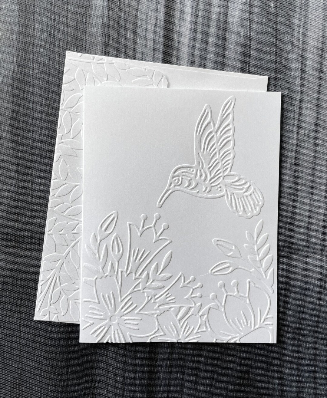 Hummingbird Cards, White Embossed Hummingbird Note Cards, Blank ...