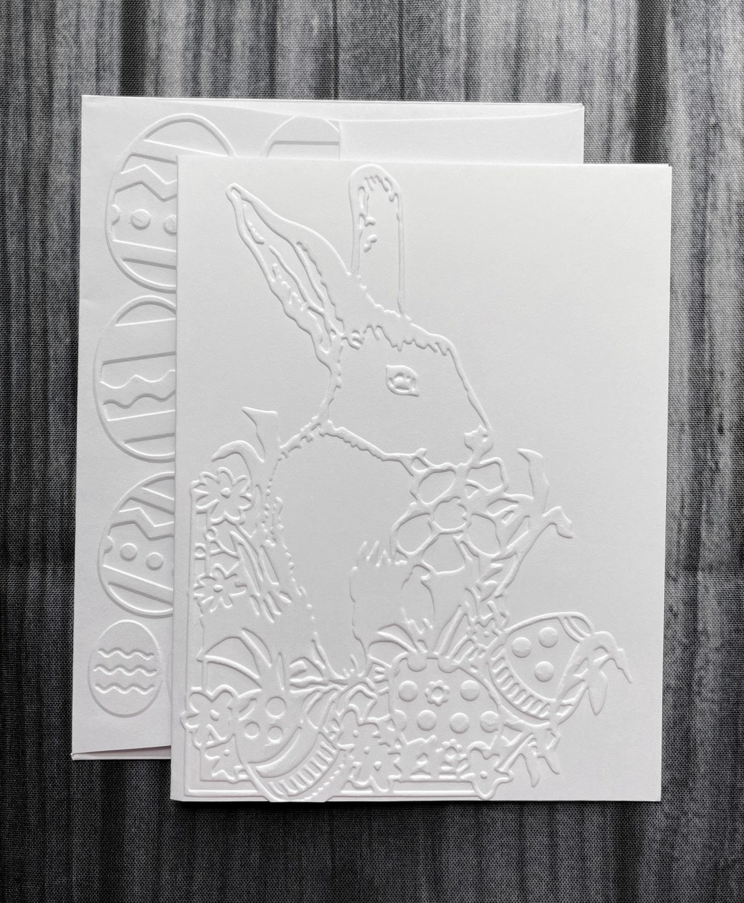 Easter Bunny Cards, Embossed Easter Note Cards, Blank White Easter ...