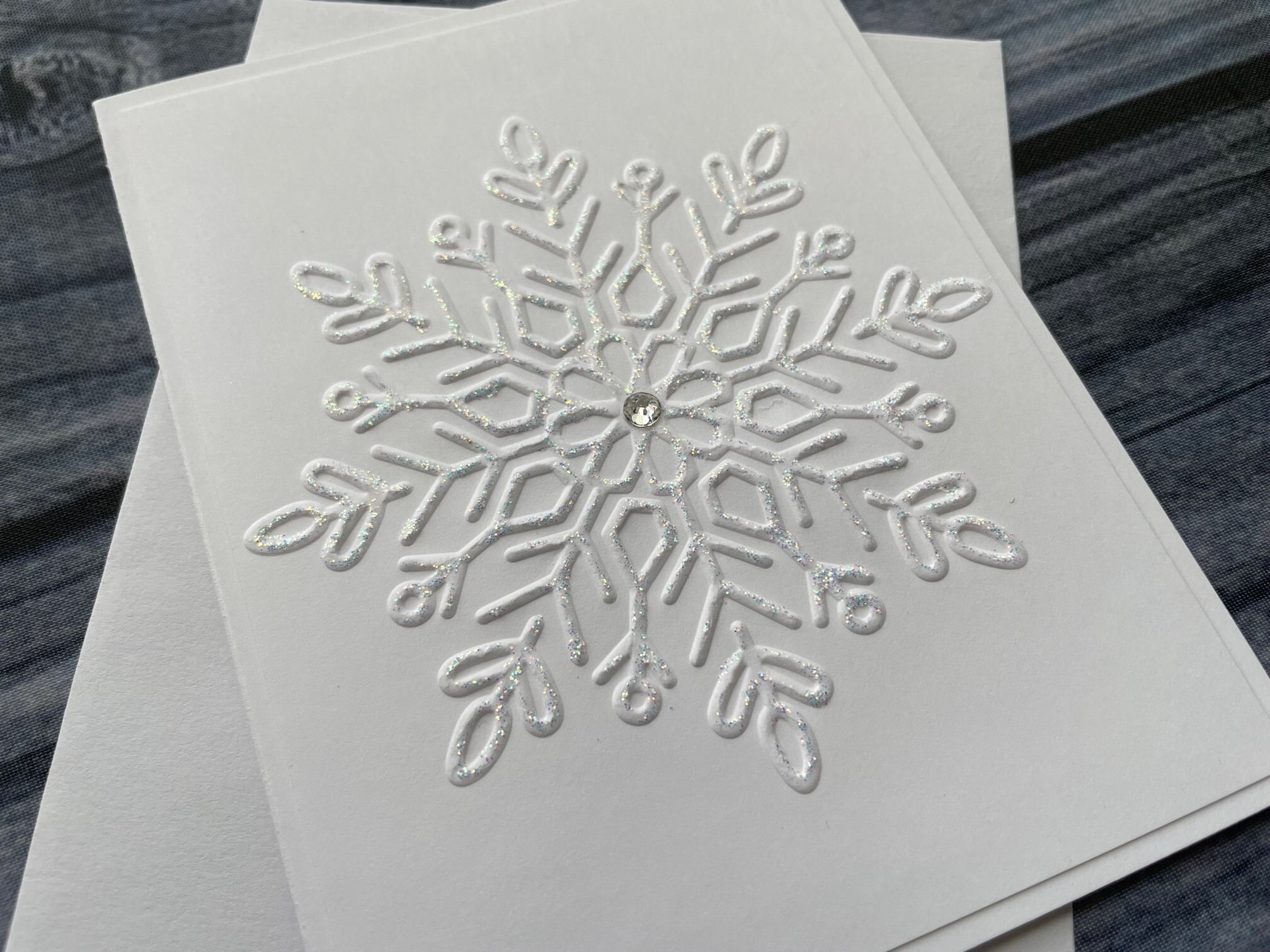 Beautiful Snowflake Cards, Set of 4, White Embossed Christmas Cards ...