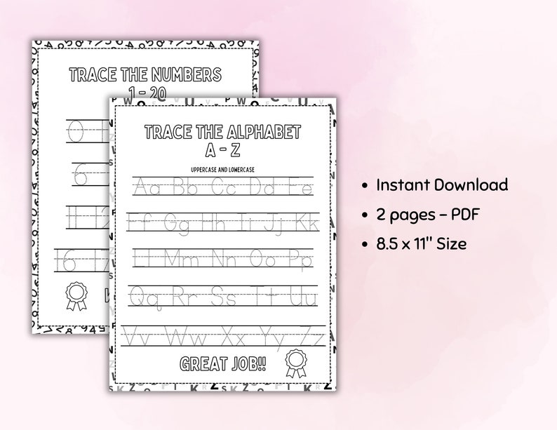 Alphabet & Numbers Tracing Worksheets Printable Tracing Pages Letter ...