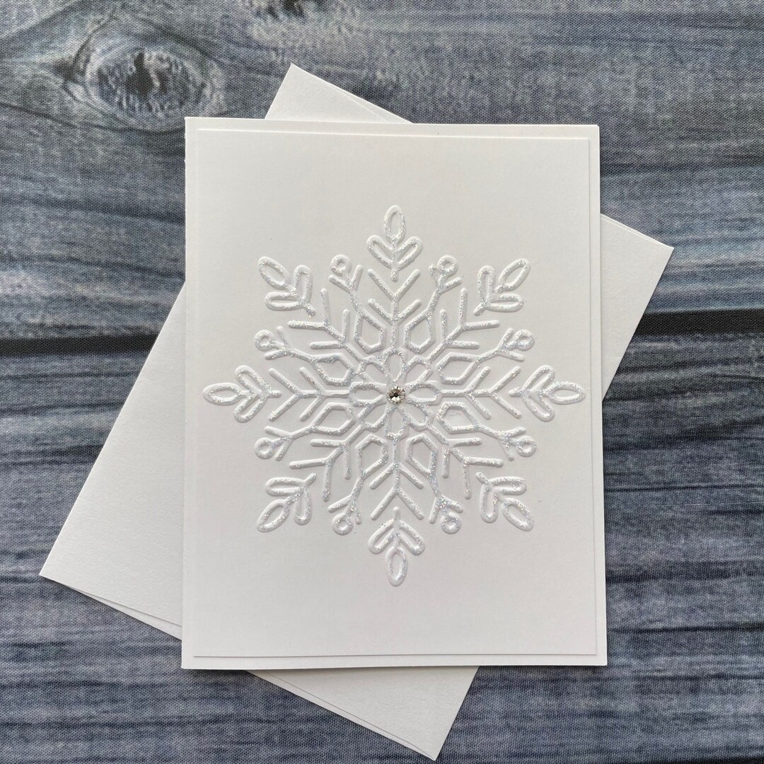 Beautiful Snowflake Cards, Set of 4, White Embossed Christmas Cards ...