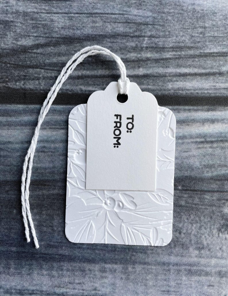 Holly Gift Tags, White Embossed Tag, Holiday Tags, Winter, Handmade Tag ...