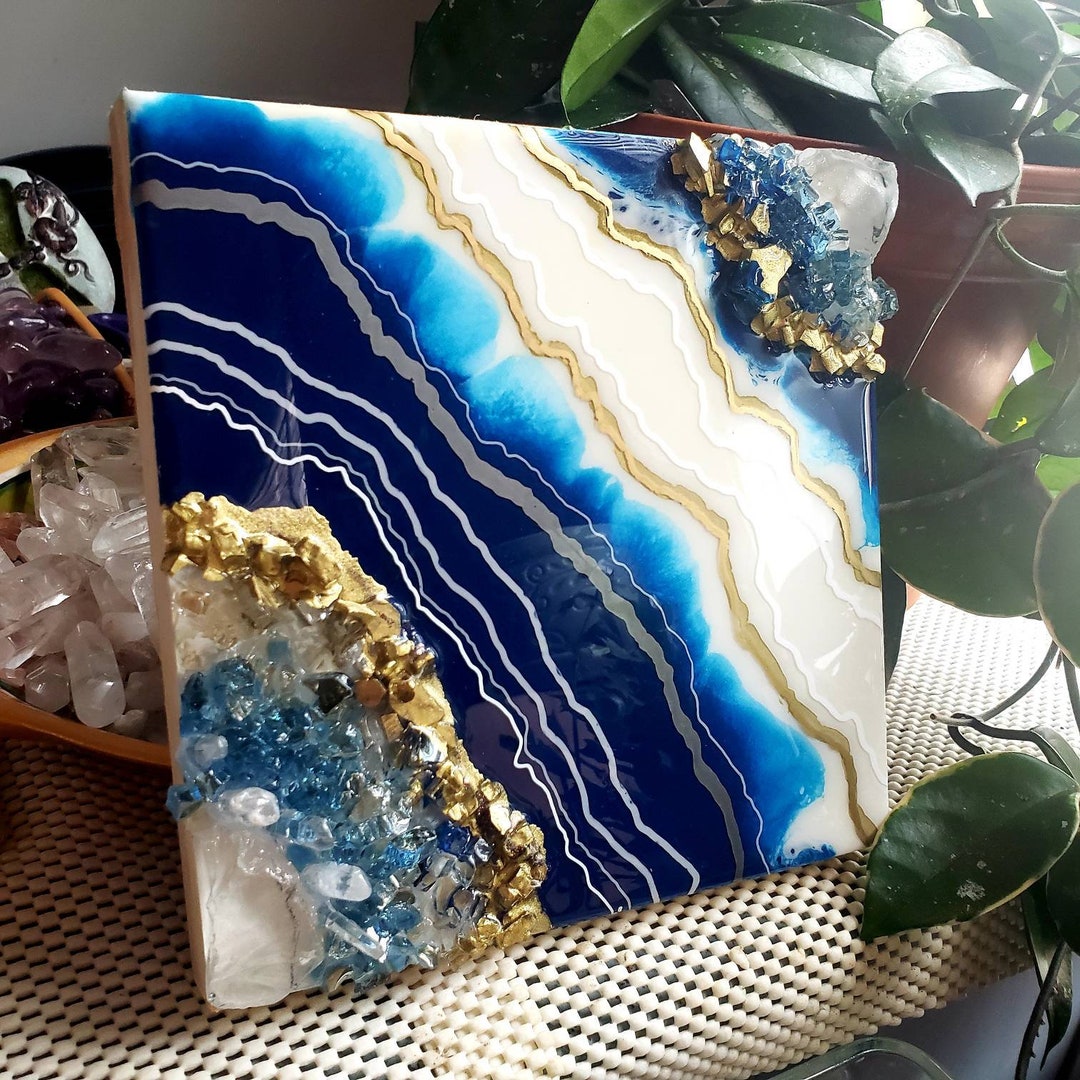 Indigo Blue and Gold Resin Art Geode - Etsy