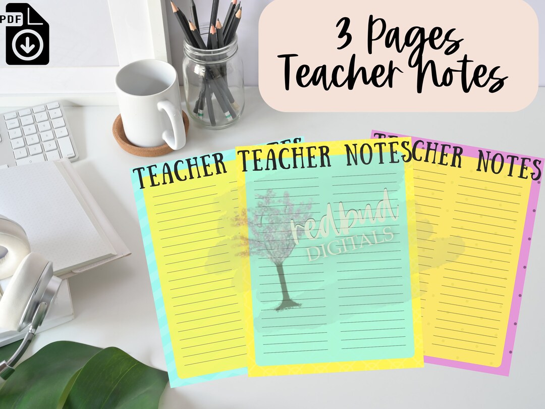 Bright Colors Teacher Notes Printable, Teaching Supplies, Teacher Sheet ...