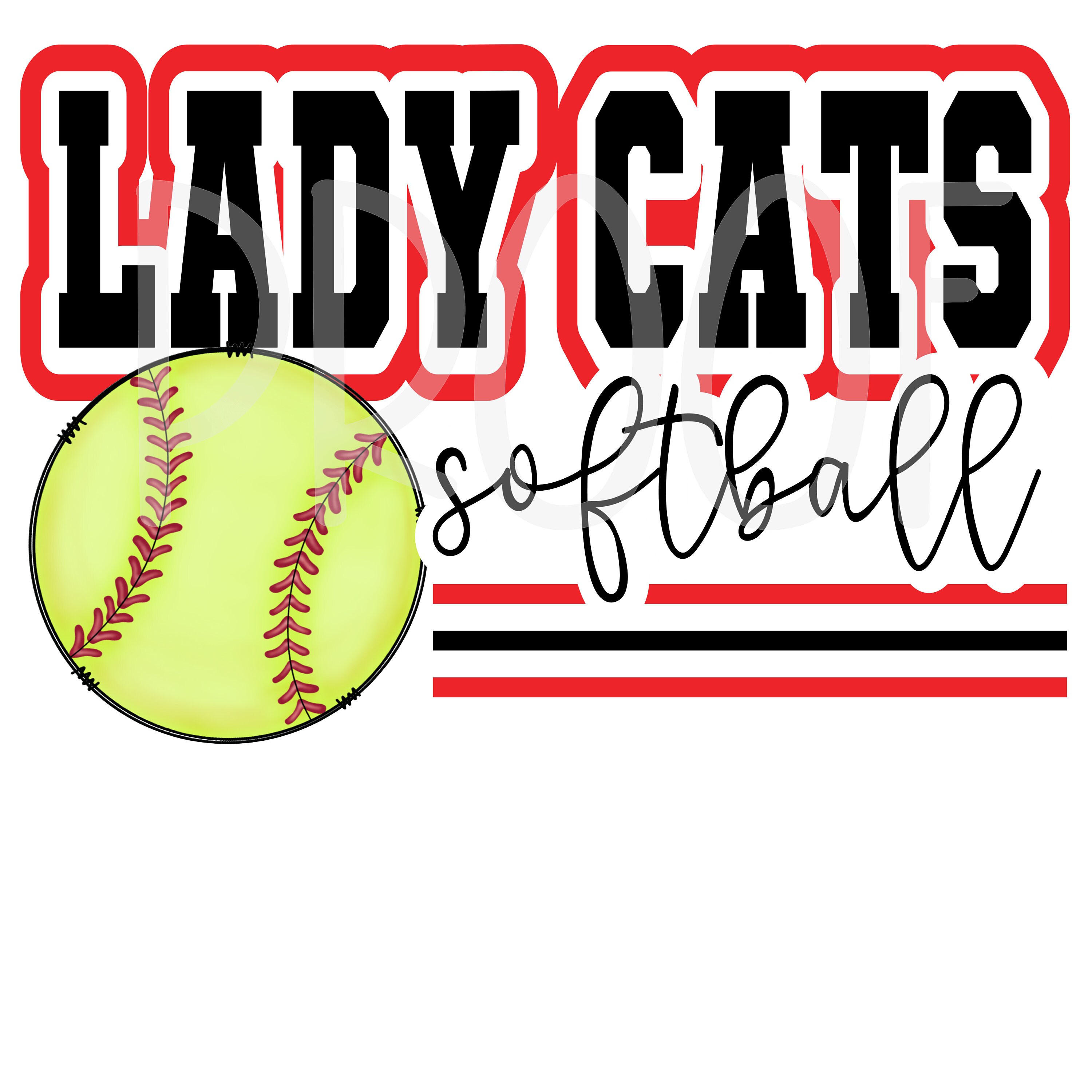 Lady Cats Softball Custom Mascot Digital Design, Sublimation Design ...